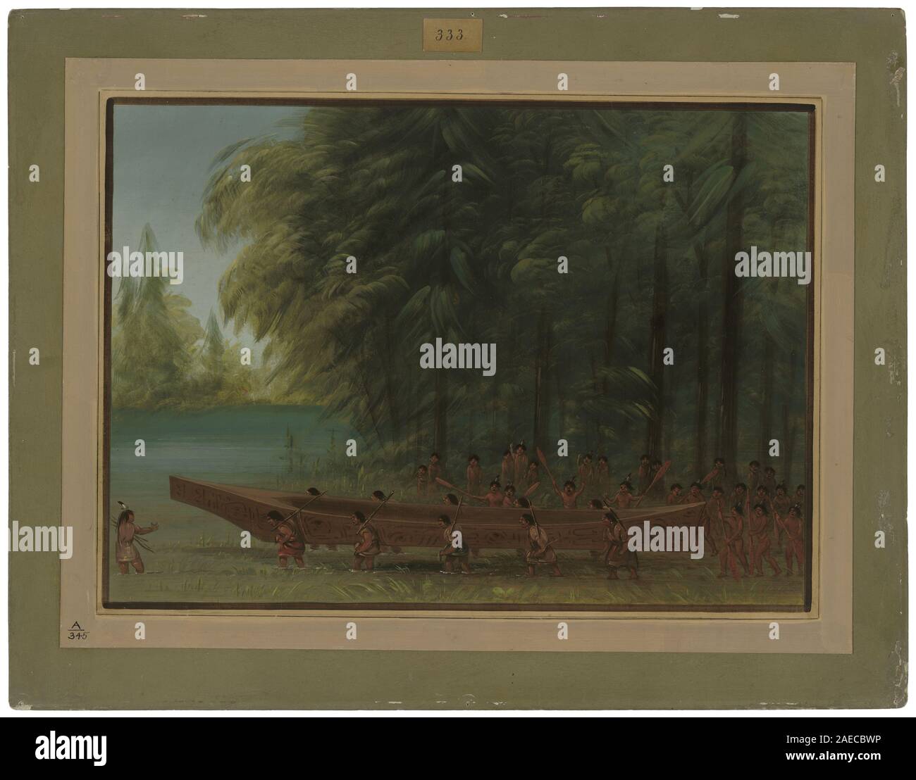 Launching a Canoe - Nayas Indians, painted by George Catlin between ...