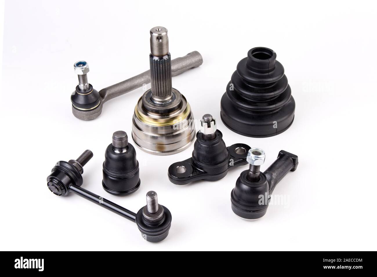 Suspension spare parts for cars isolated on white background. New car ...