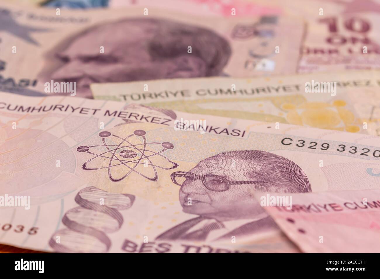 A composition of Turkish lira TL. TRY banknotes providing great options ...