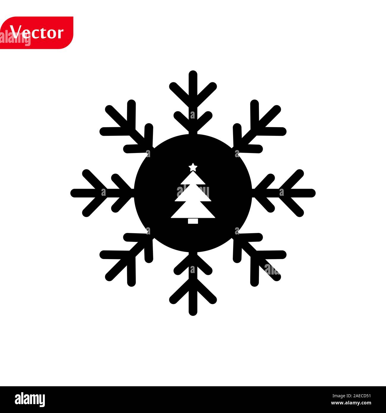 vector snowflake Christmas tree in snowflake icon. White background ...