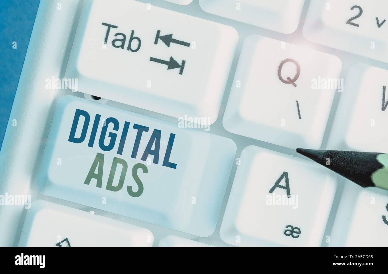 Handwriting text writing Digital Ads. Conceptual photo uses the ...