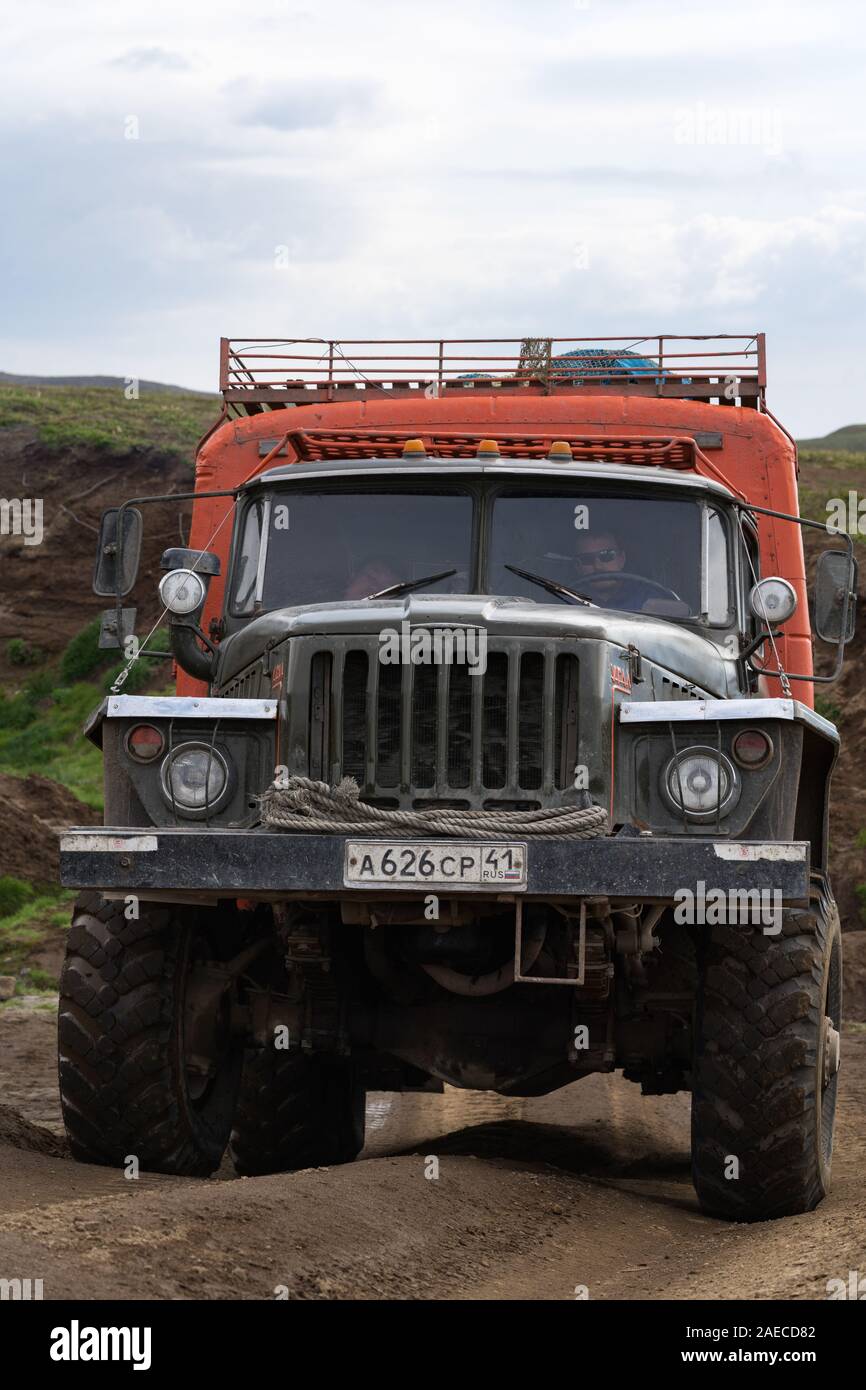 Ural - Russian off-road extreme expedition truck driving on mountain ...