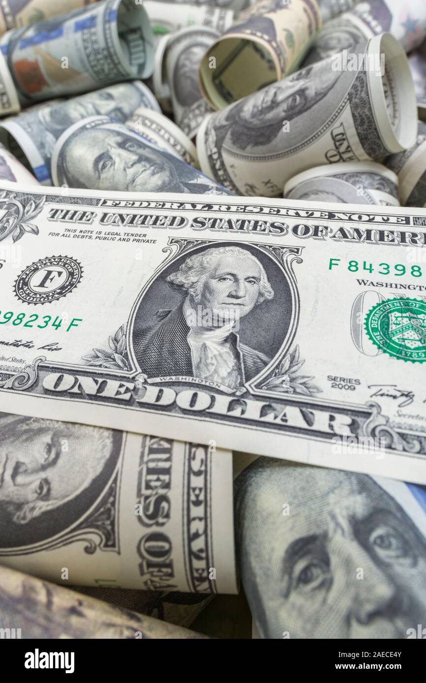 Real US $1 / One Dollar bill / Greenback & bank training lookalikes ...