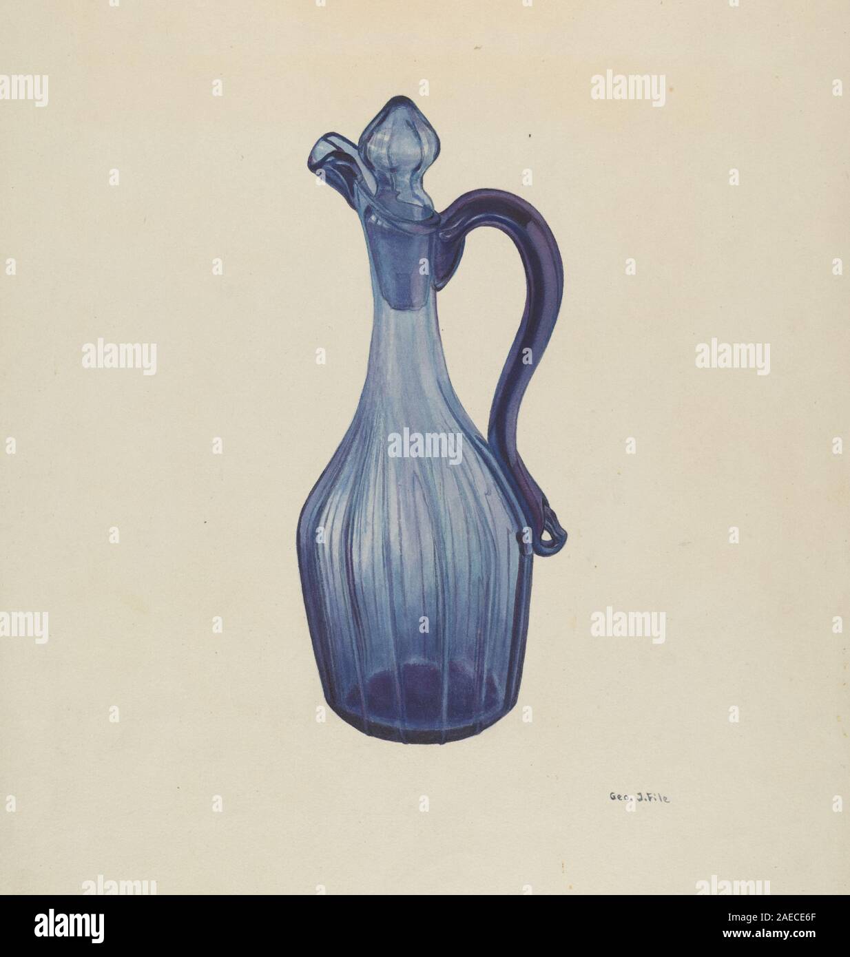 Blue Glass Cruet and Stopper; c. 1940 George File, Blue Glass Cruet and ...