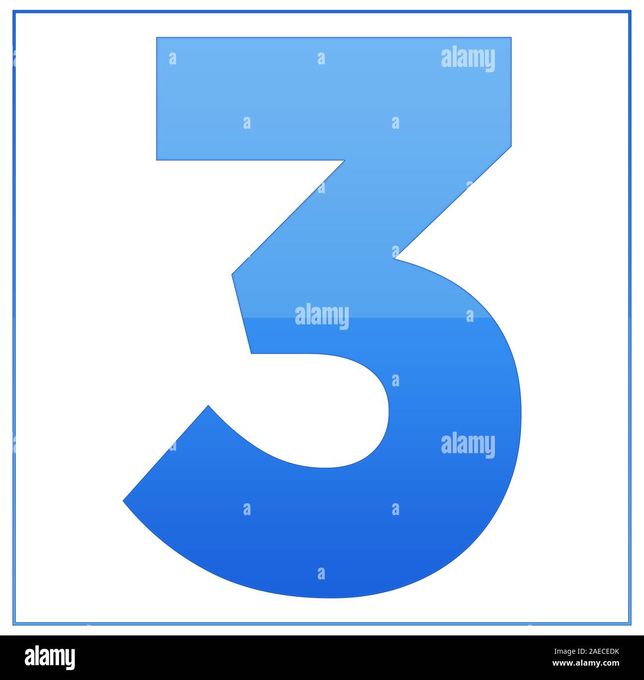 The number 3, made light blue and dark blue, half-and-half. Same colors ...
