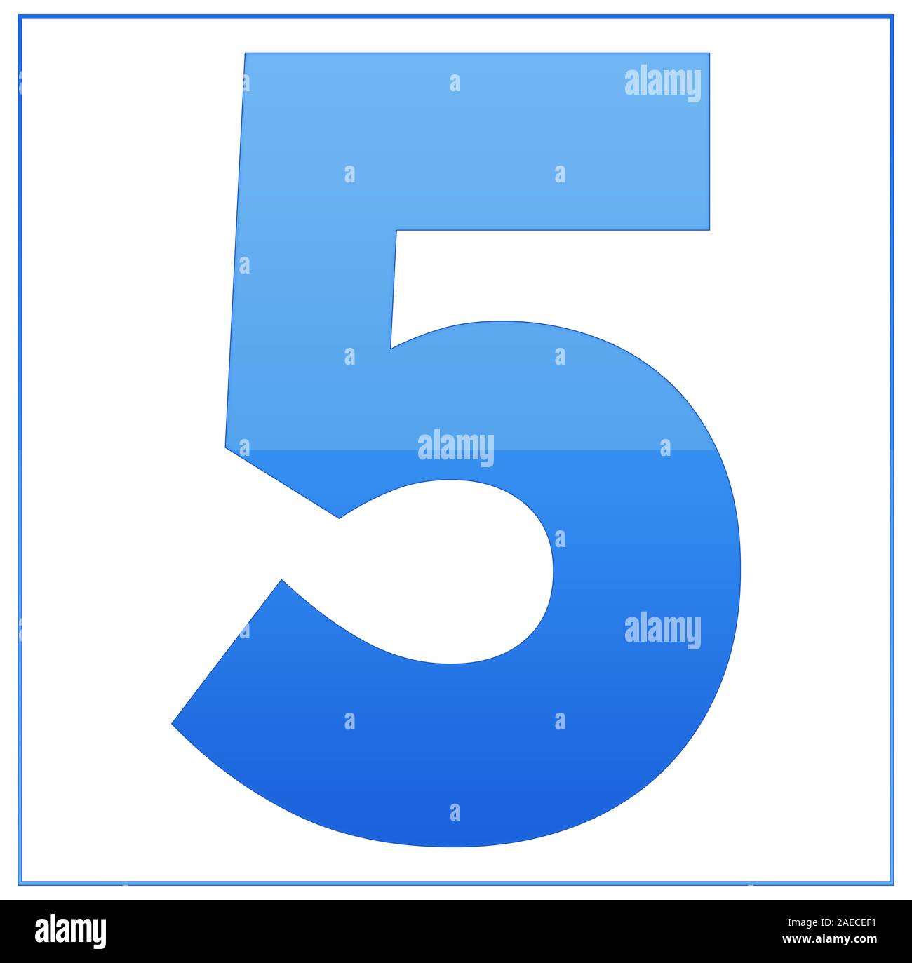 The number 5, made light blue and dark blue, half-and-half. Same colors ...