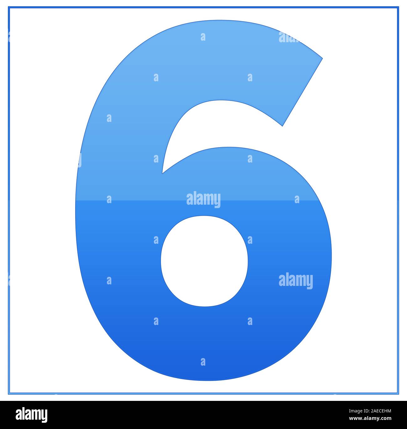 The number 6, made light blue and dark blue, half-and-half. Same colors ...