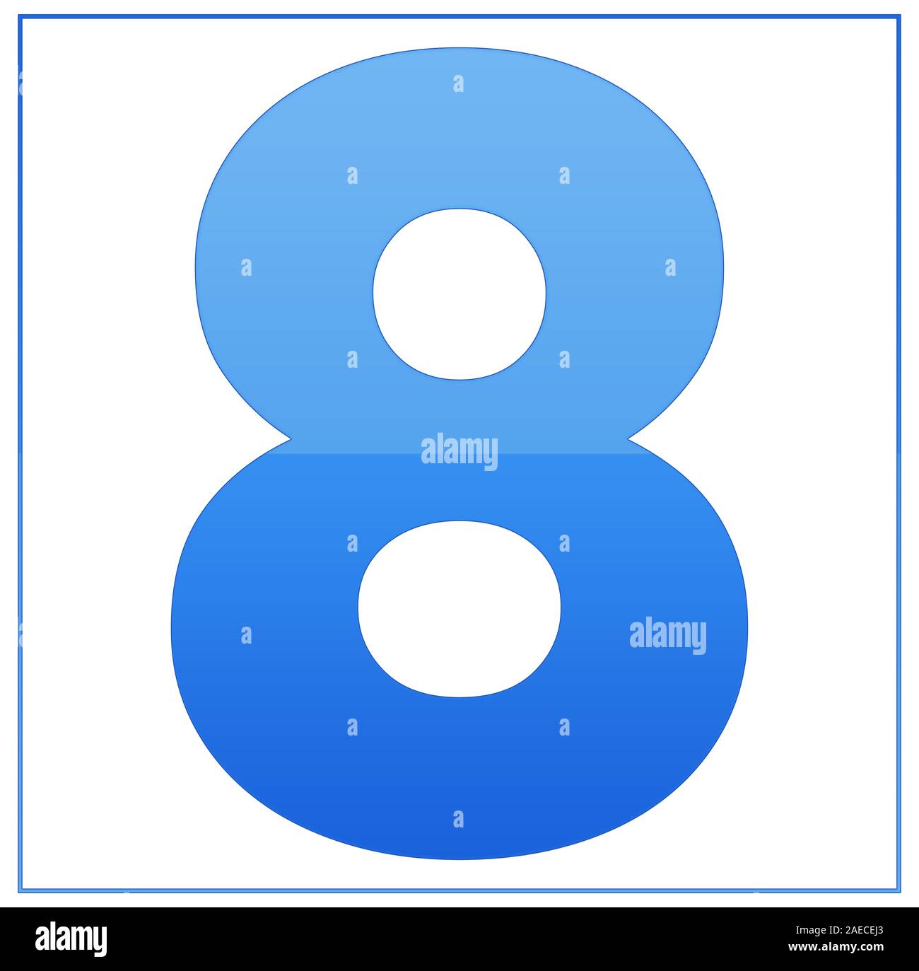 The number 8, made light blue and dark blue, half-and-half. Same colors ...