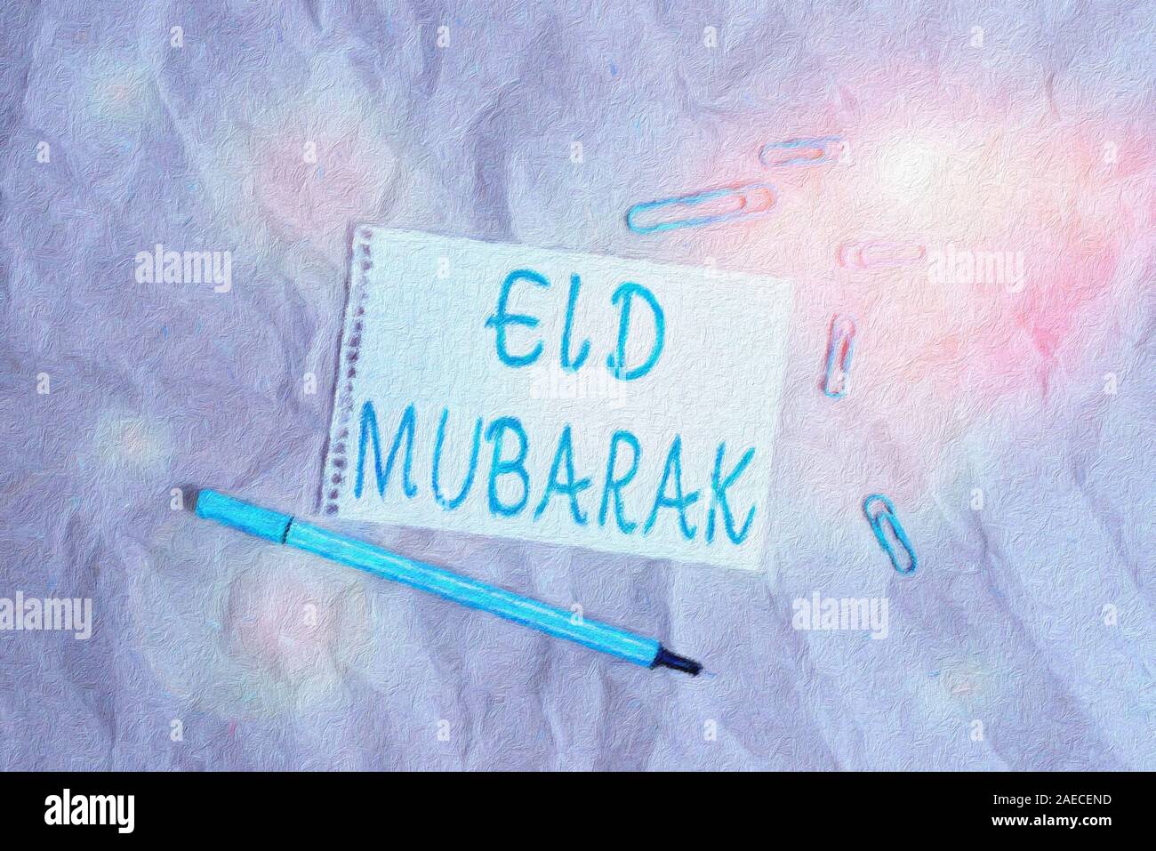 Writing note showing Eid Mubarak. Business concept for traditional ...
