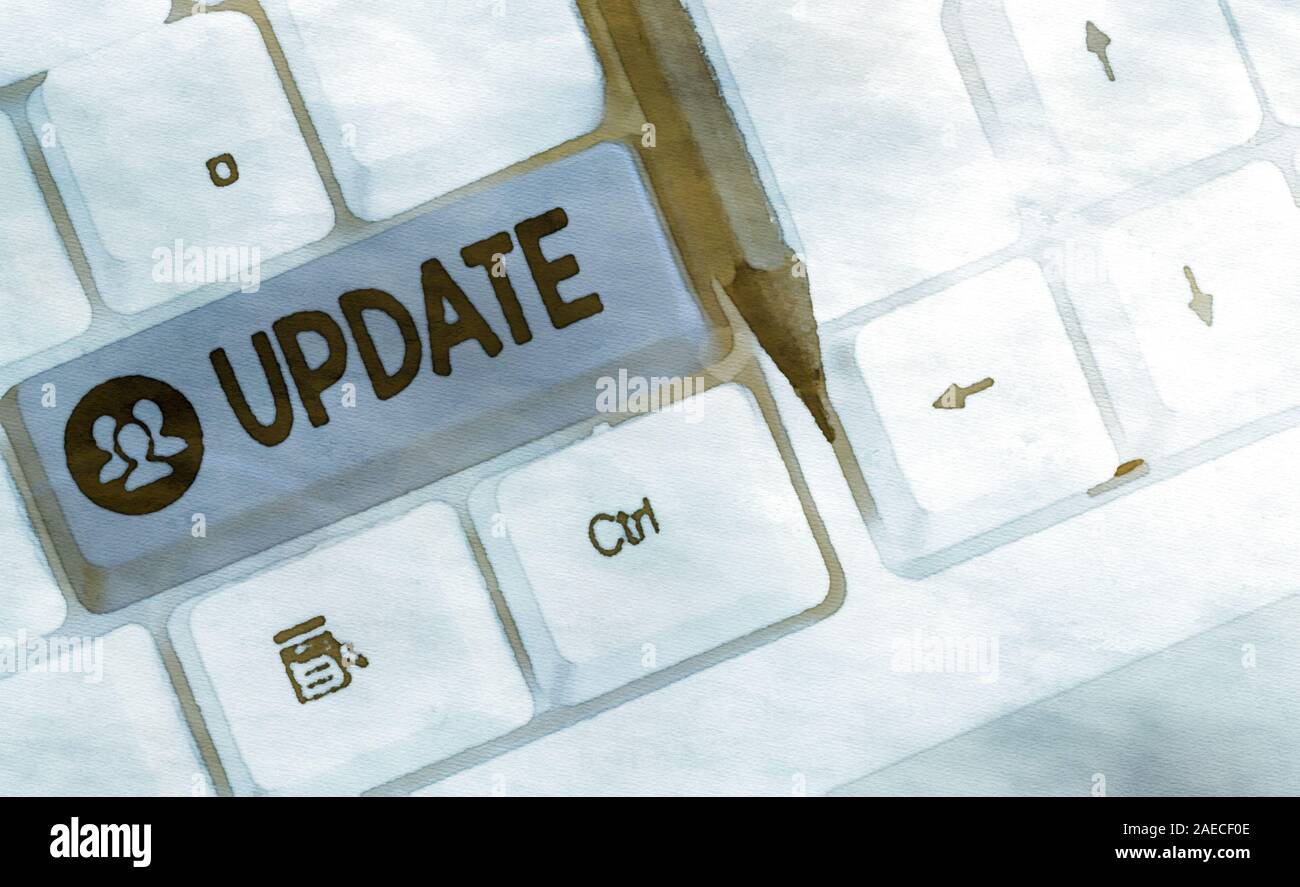 Handwriting text Update. Conceptual photo by adding new information or ...