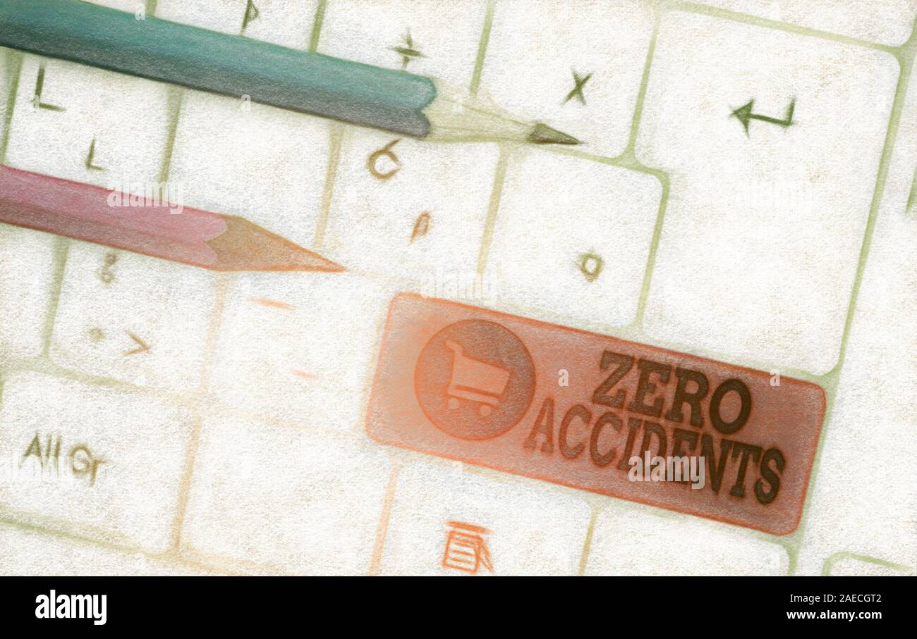 Writing note showing Zero Accidents. Business concept for important ...