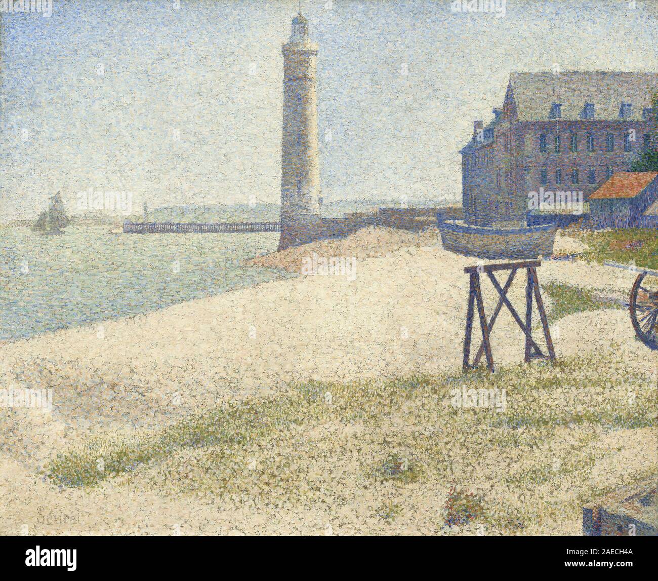 This 1886 painting by Georges Seurat depicts the lighthouse at Honfleur ...
