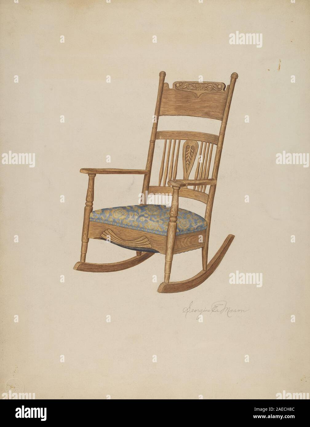 Rocking Armchair; circa 1940 date Georgine E Mason, Rocking Armchair, c ...