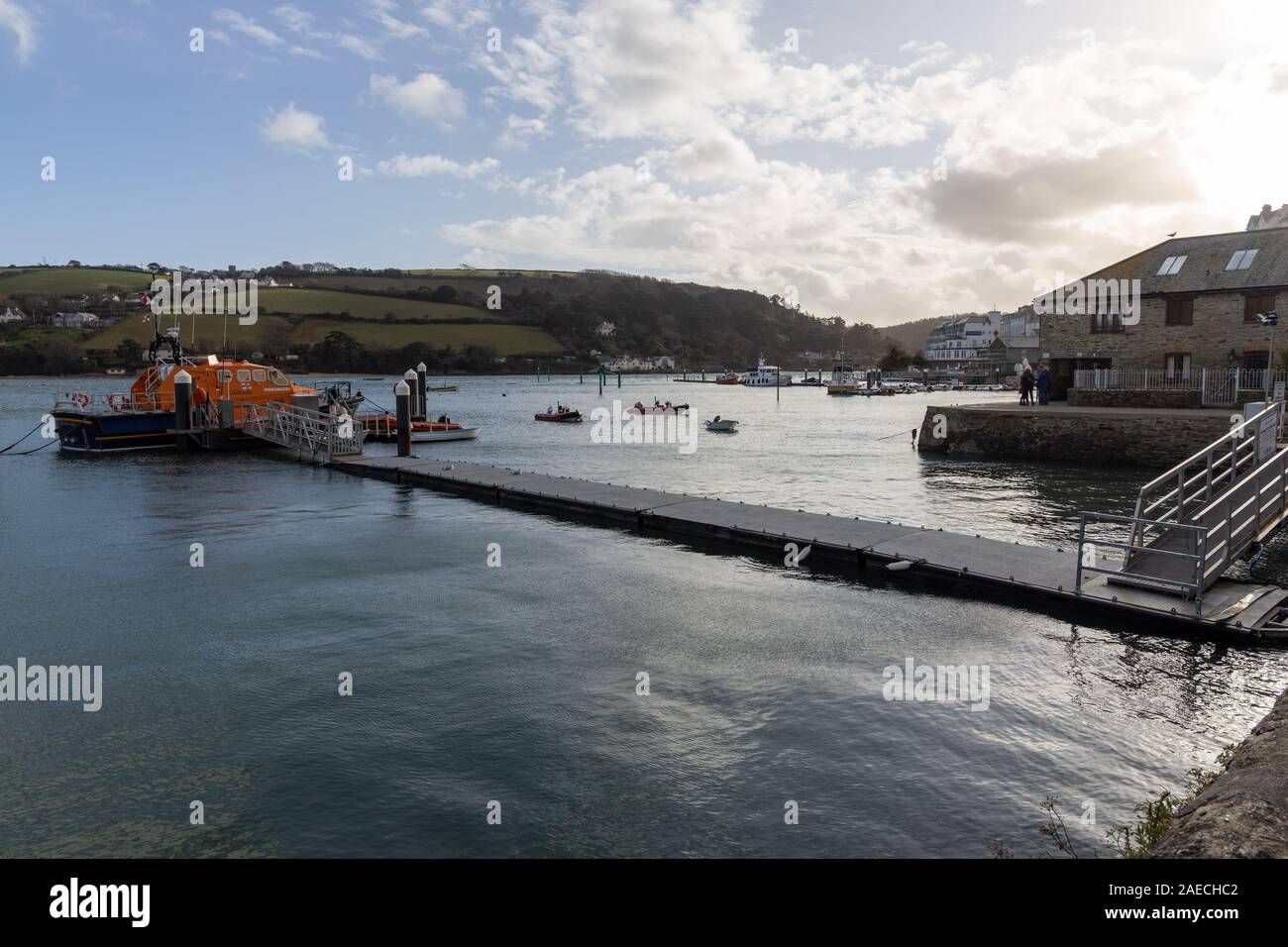 Tamar Class RNLI Lifeboat on its Moorings at Salcombe, Devon, UK Stock ...