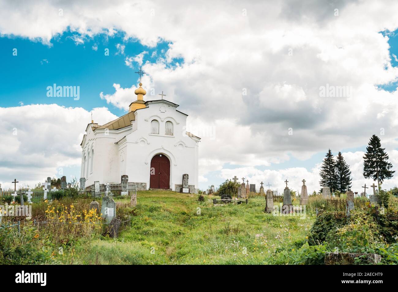 Mir, Belarus. Church Of St. George In The Orthodox Cemetery. Famous ...