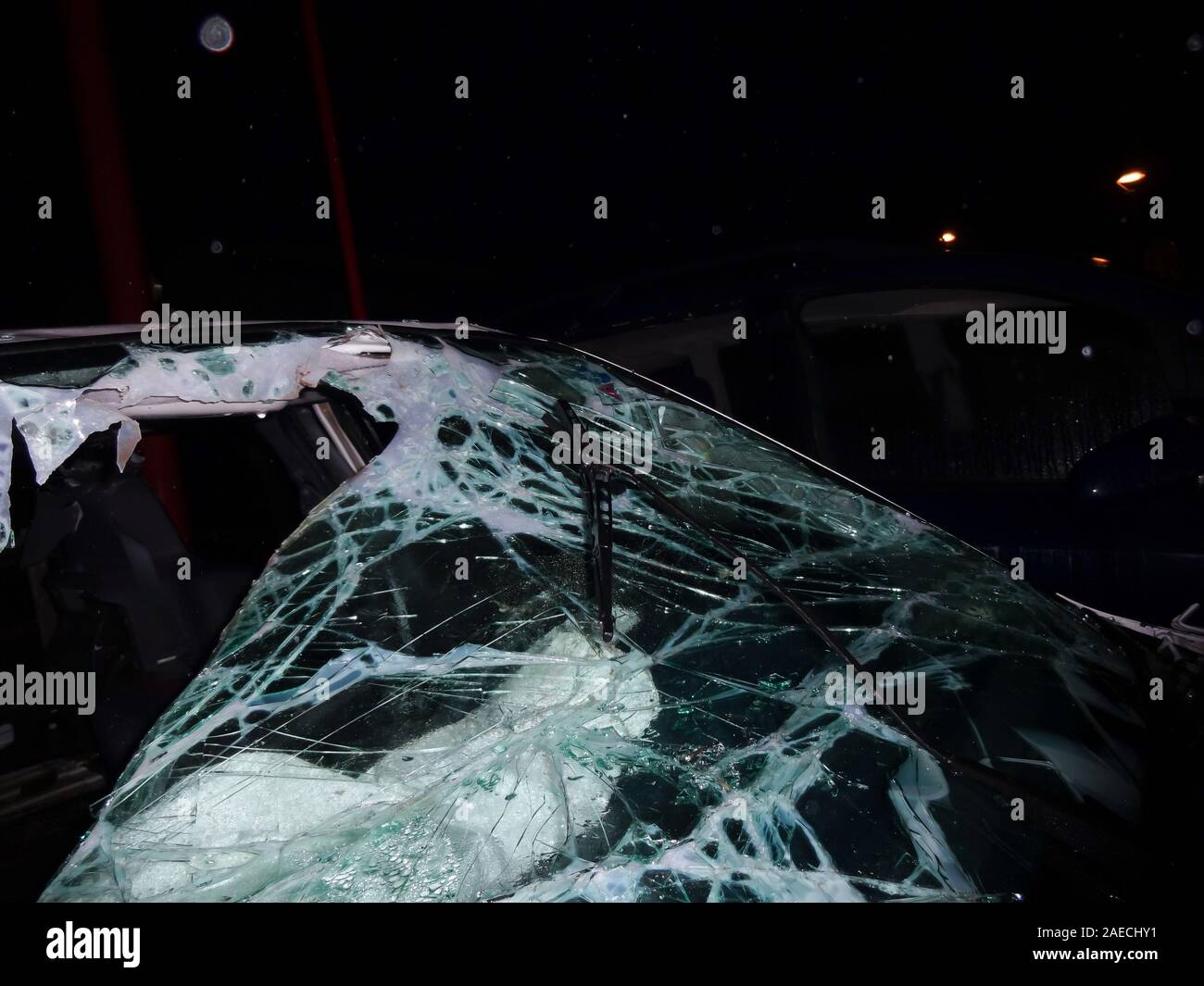Total car crash smash accident on a road Stock Photo - Alamy
