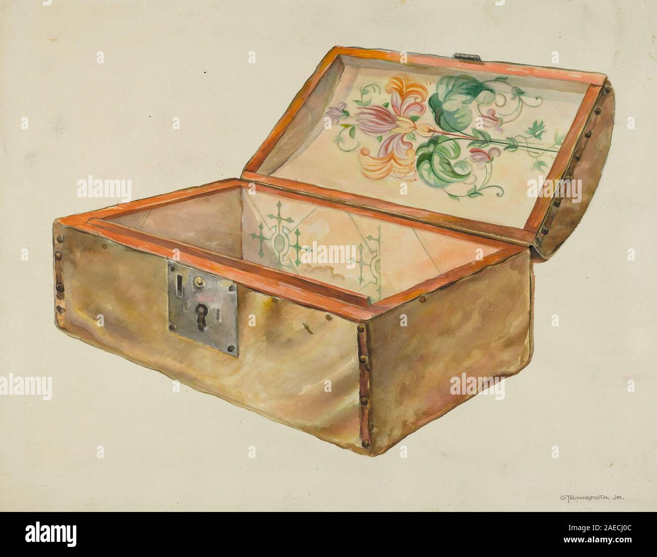 This 1937 rawhide chest by Gerald Transpota, shown from the inside ...
