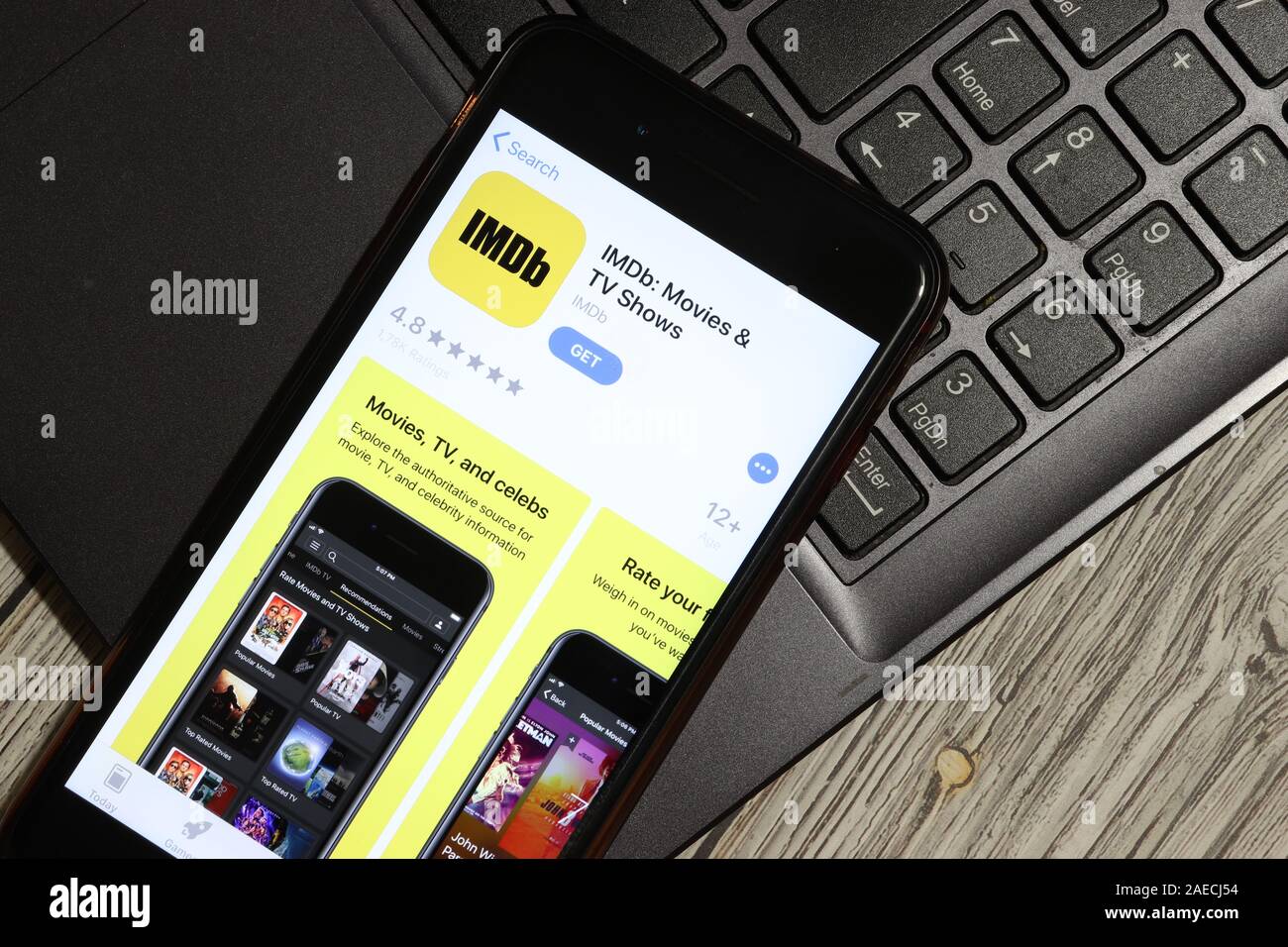 Los Angeles, California, USA - 3 December 2019: iMDb App Logo on phone ...