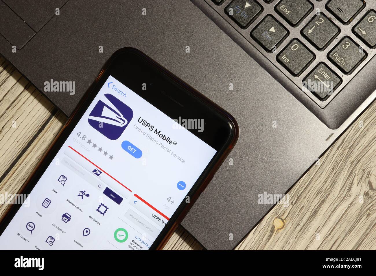 Los Angeles, California, USA - 3 December 2019: USPS Mobile App Logo on ...