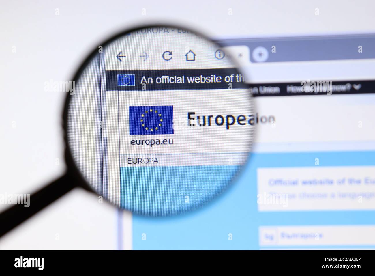 Los Angeles, California, USA - 3 December 2019: Europa website page ...