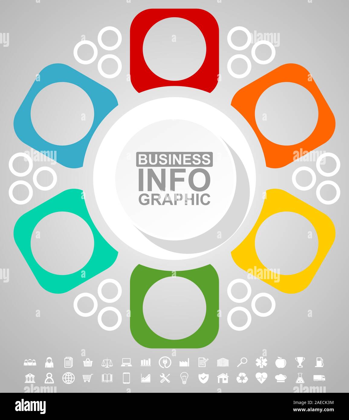 Colorful infographic vector template, set of icons, business circular ...
