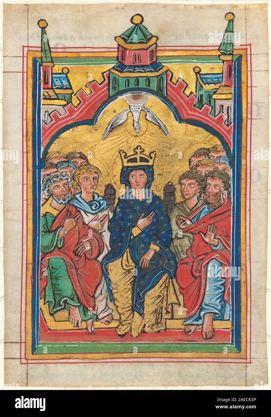 A miniature painting on vellum from mid-13th century Germany depicting ...