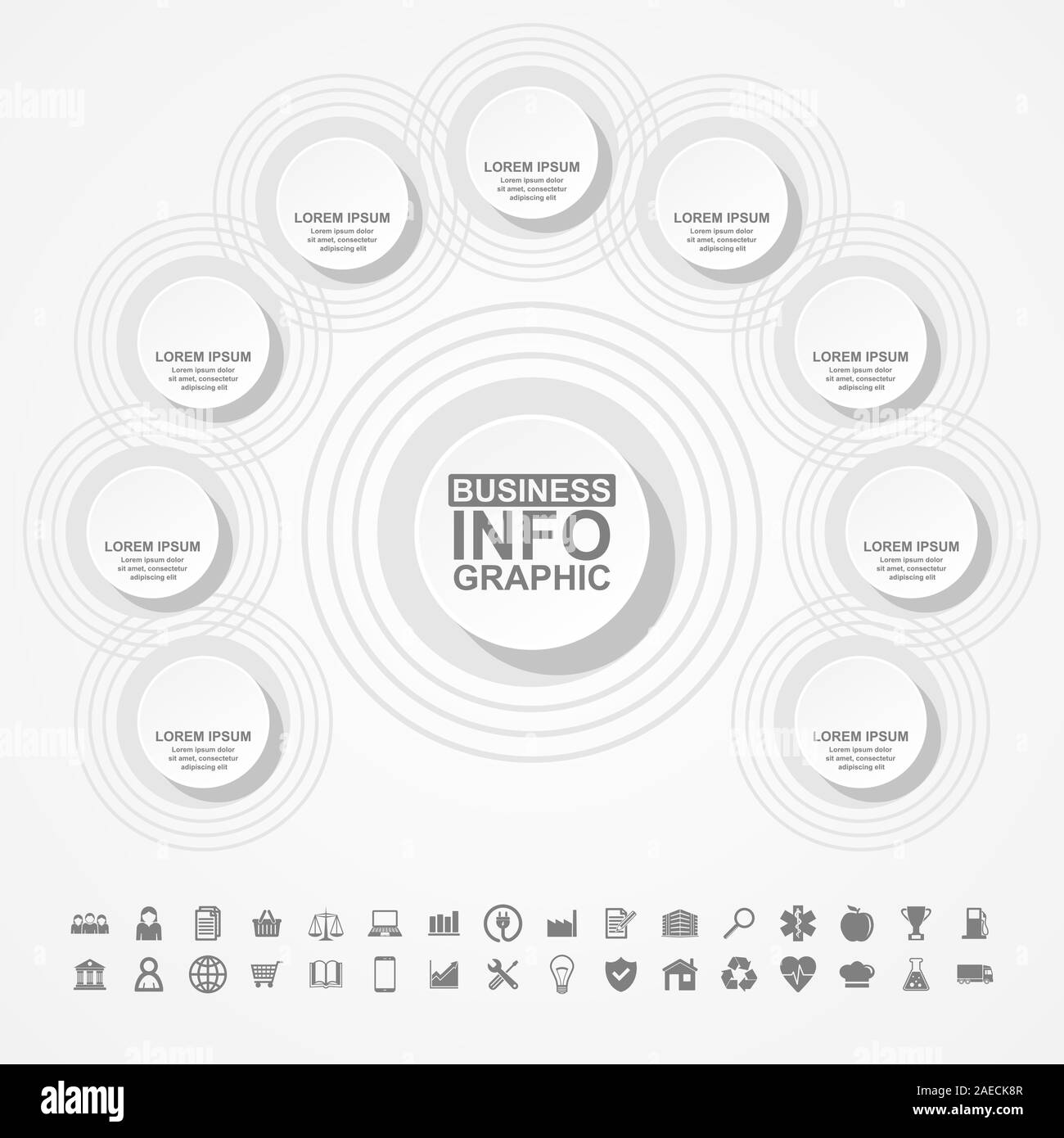 Infographic Vector Circular Template With Set Of Icons Business