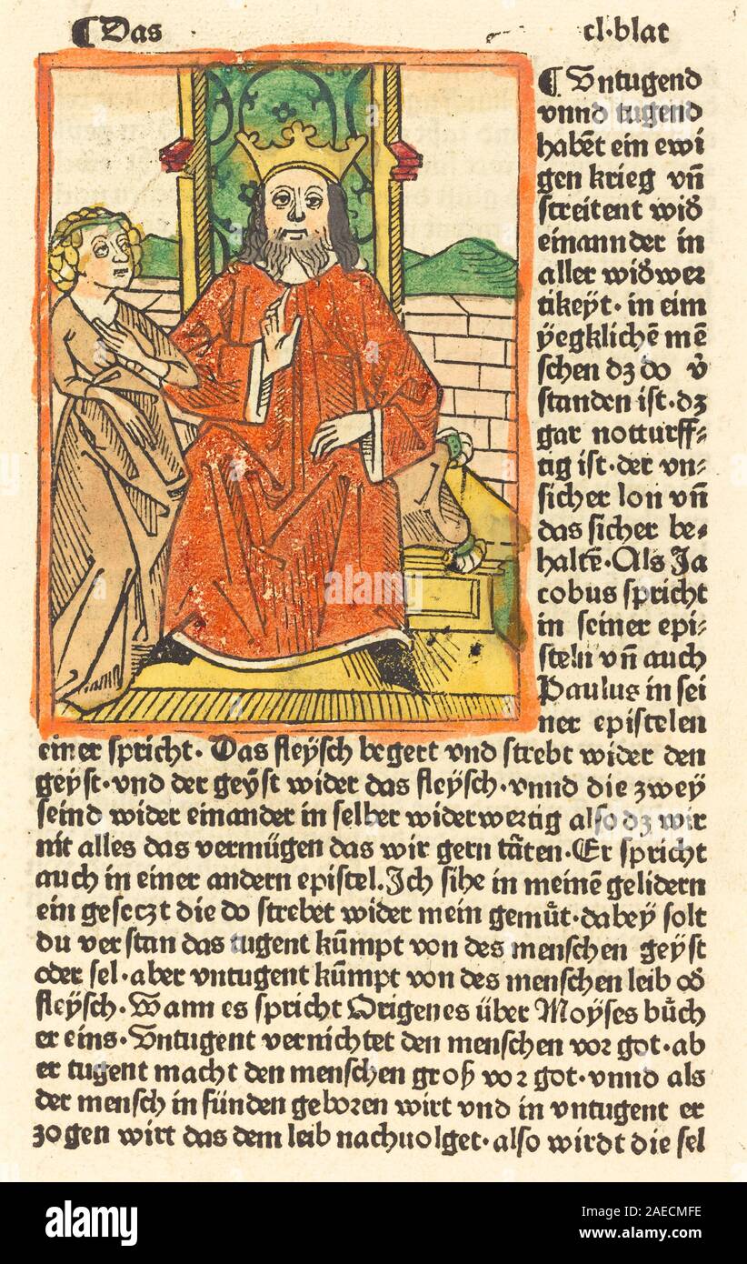 Crowned Man on a Throne with the Virgin Standing at the left; c. 1479 ...