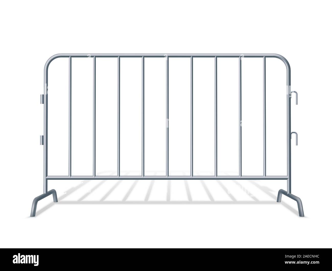 Portable steel fence. Steel construction element.Realistic detailed ...
