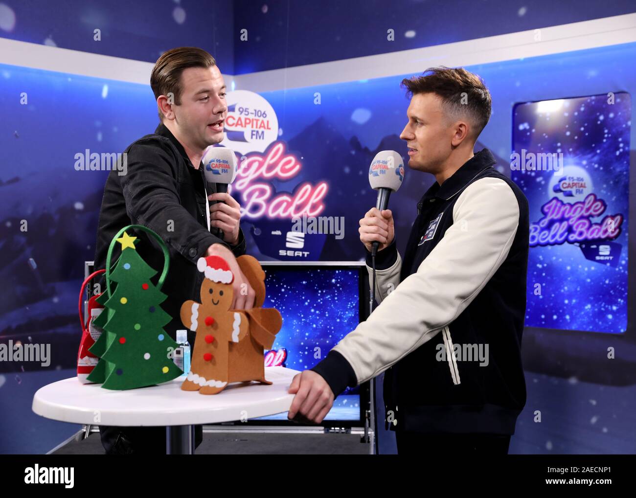 Sam Feldt (left) and Jimmy Hill backstage in the on air studio during ...