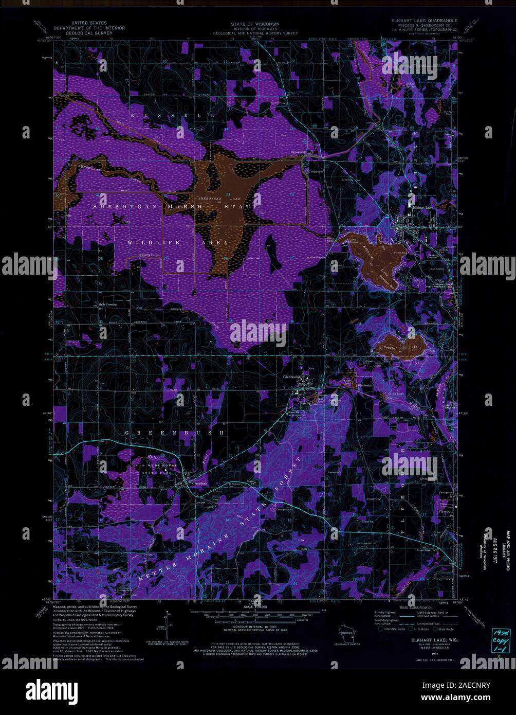 Elkhart lake map hi-res stock photography and images - Alamy