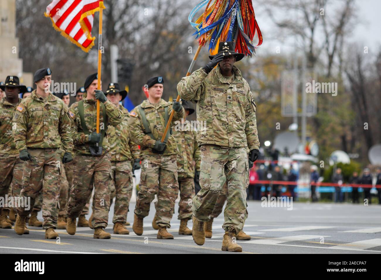 Bucharest, Romania - December 01, 2019: US Army soldiers of the 1st ...