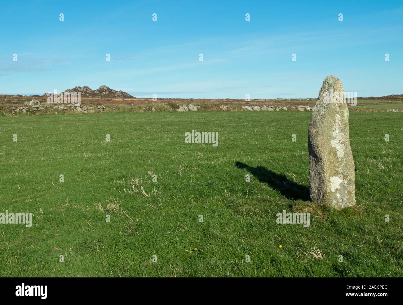 The Men Scryfa Standing Stone, Morvah, Cornwall UK Stock Photo - Alamy
