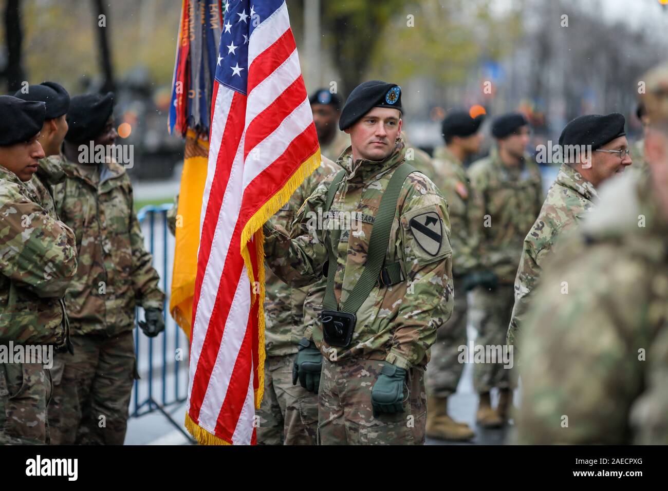 Bucharest, Romania - December 01, 2019: US Army soldiers of the 1st ...