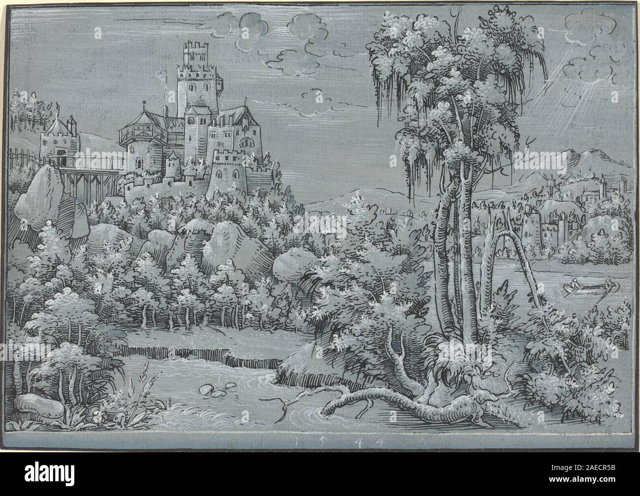 Landscape with a Castle; 1544date German 16th Century, Landscape with a ...