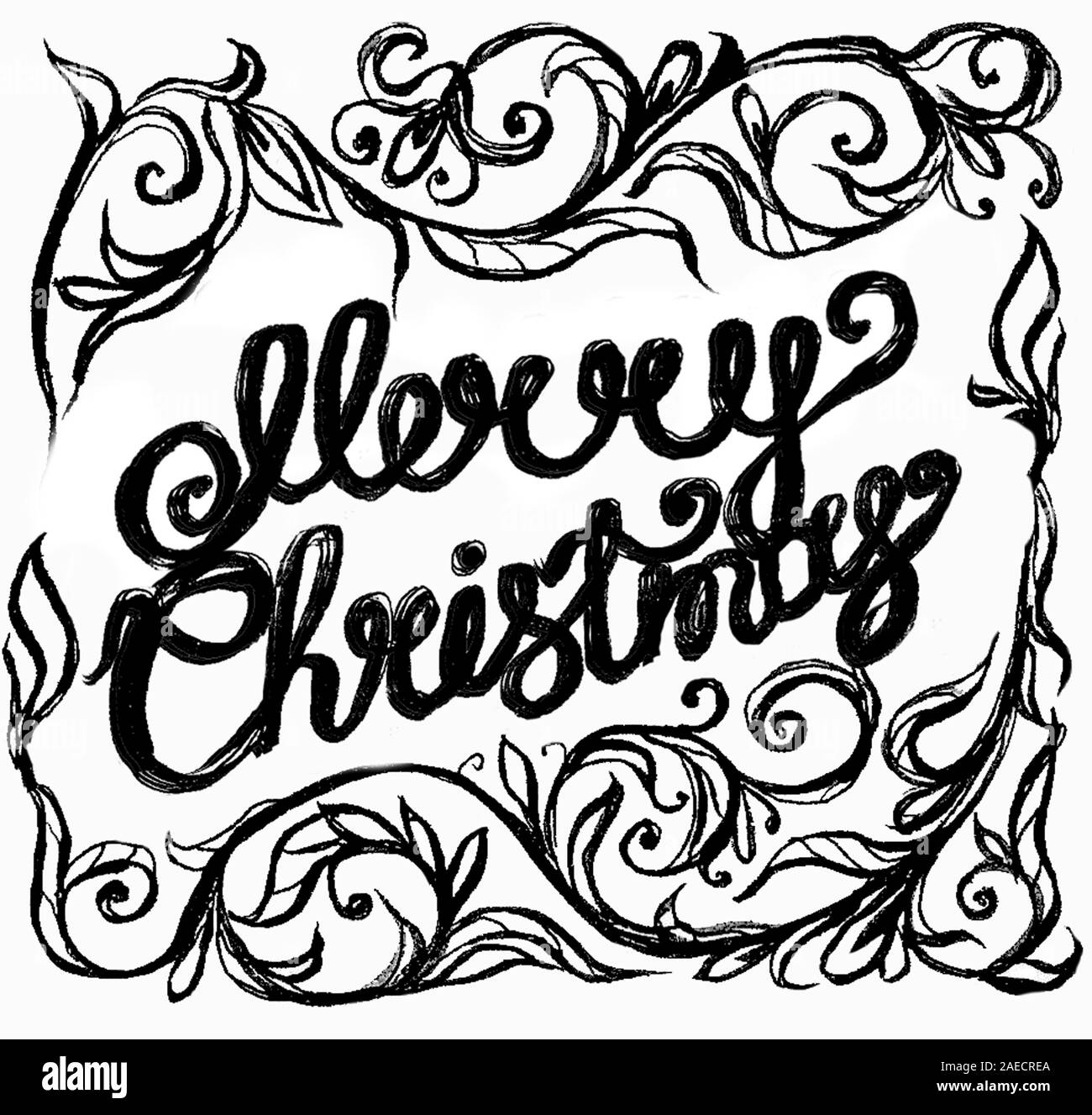 Merry Christmas lettering template. Greeting card invitation with ...