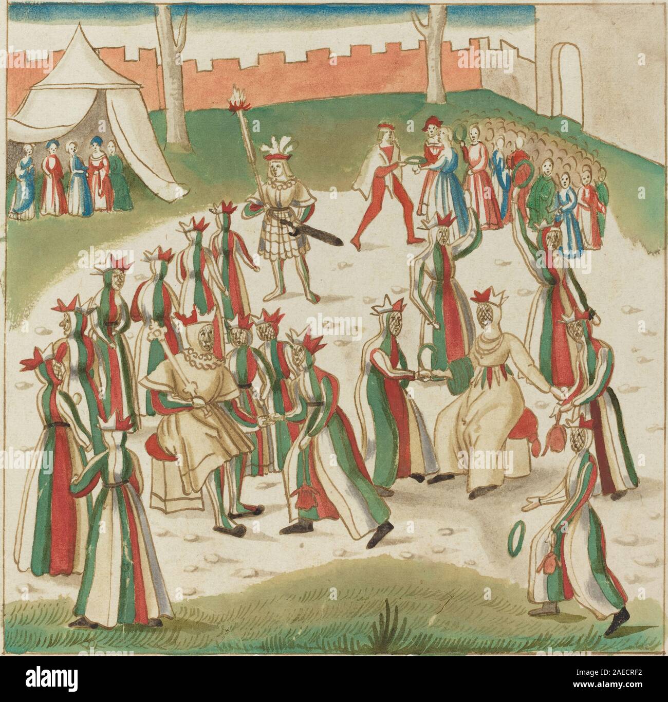 A circa 1515 German 16th-century painting depicting outdoor games ...