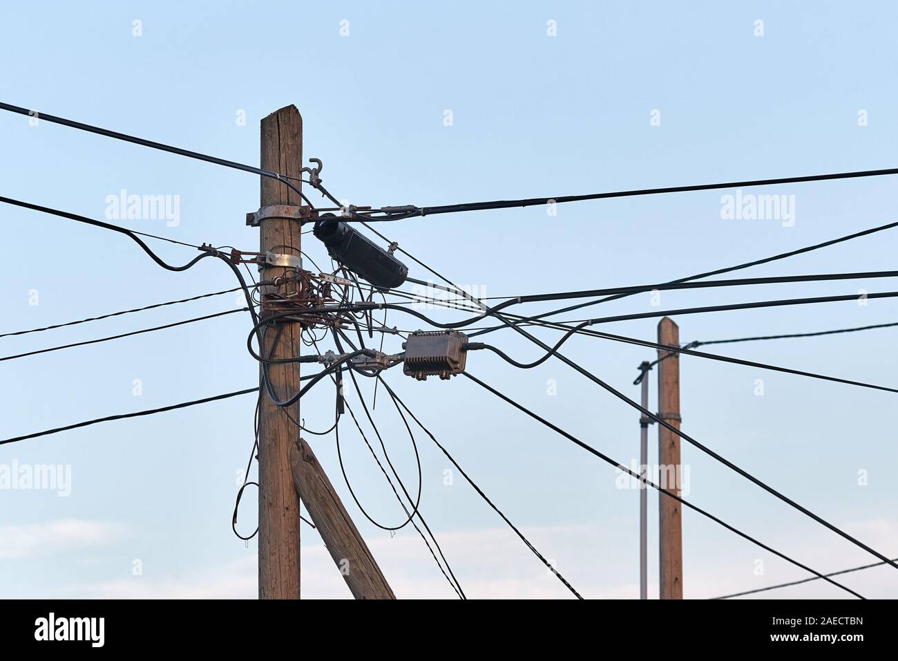 Electric line post Stock Photo - Alamy