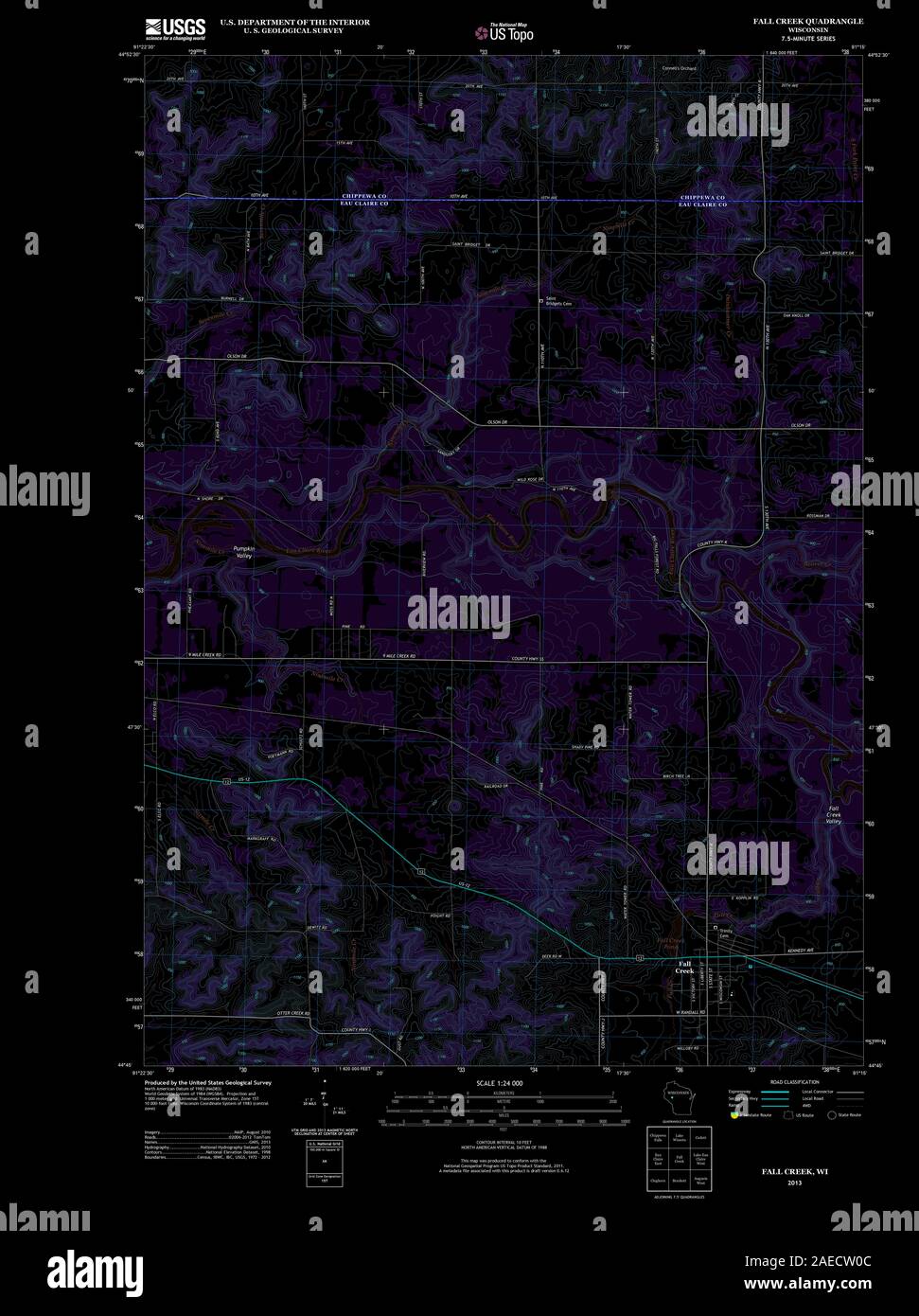 Map of fall creek hi-res stock photography and images - Alamy