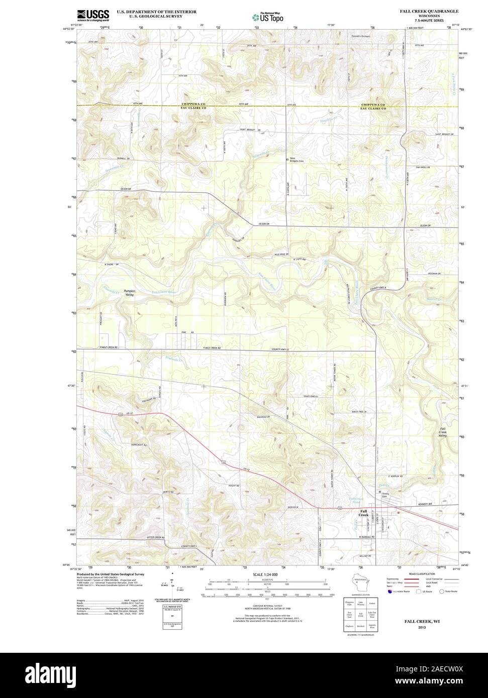 Map of fall creek hi-res stock photography and images - Alamy
