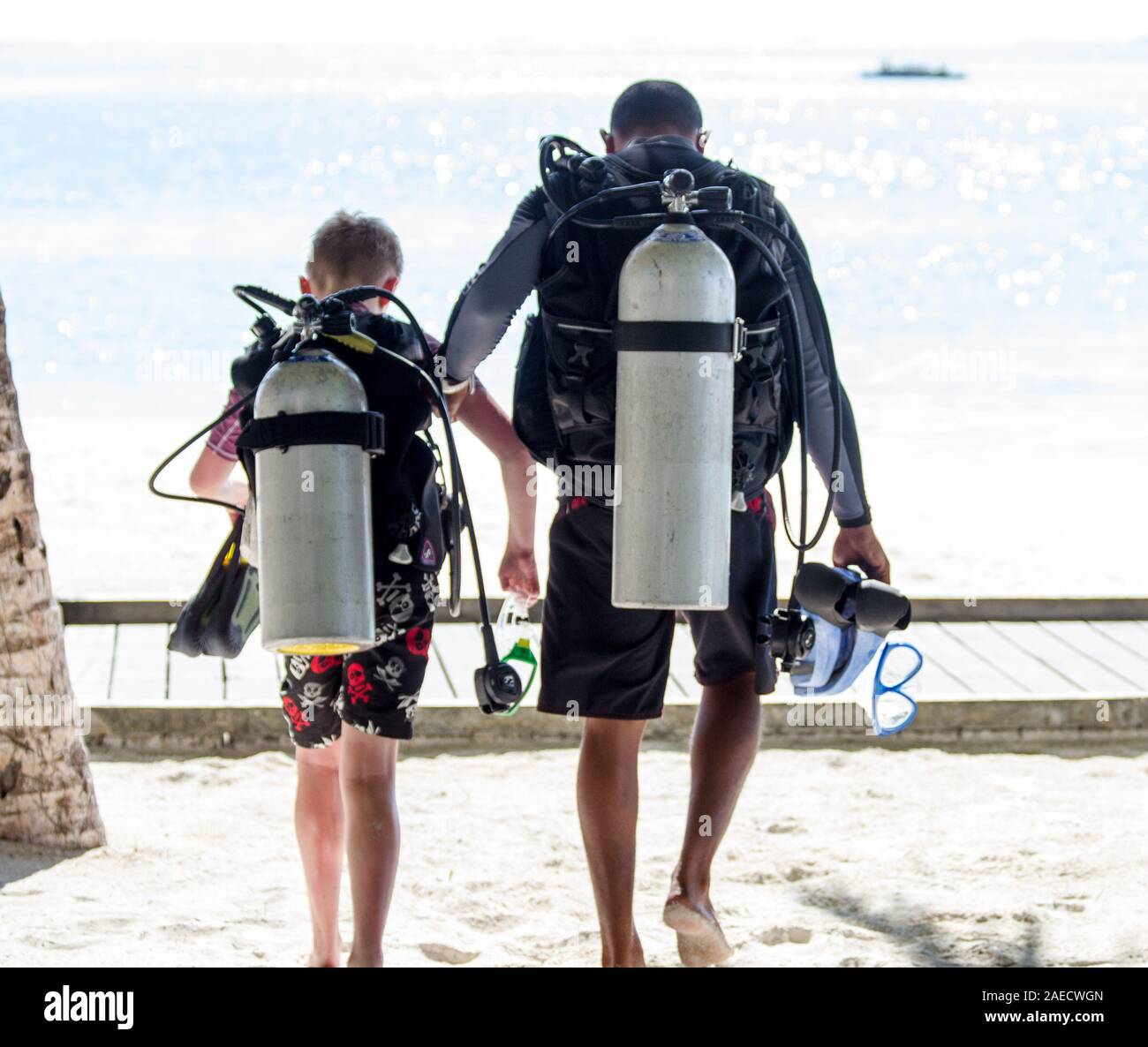 Back from diving, Maldives Stock Photo - Alamy
