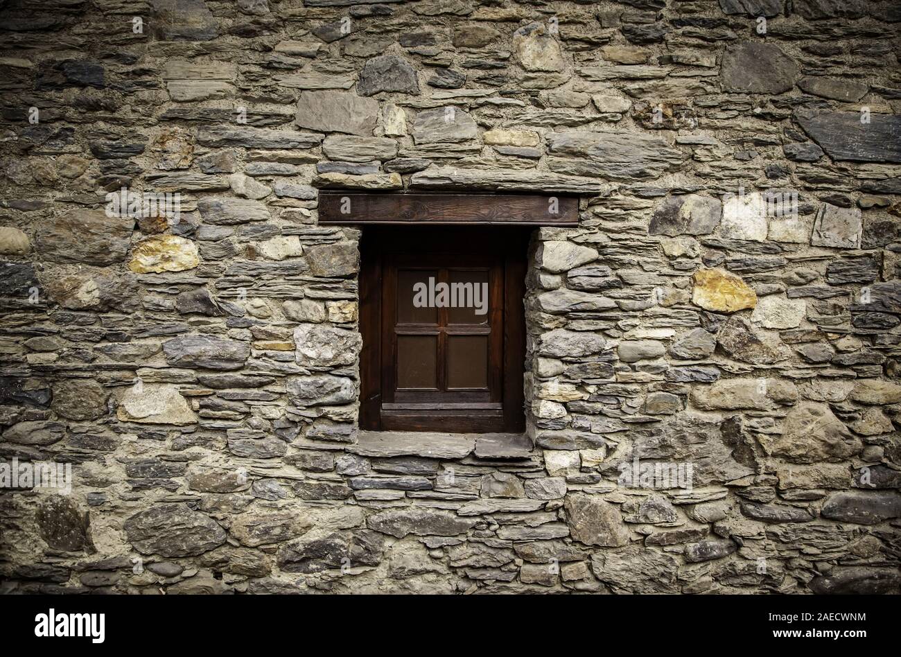 Old wooden window, facade detail of a house Stock Photo - Alamy