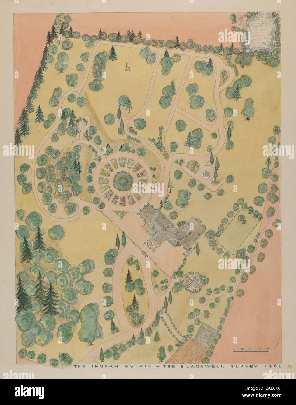 This architectural drawing or plan, created around 1936 by Gilbert ...