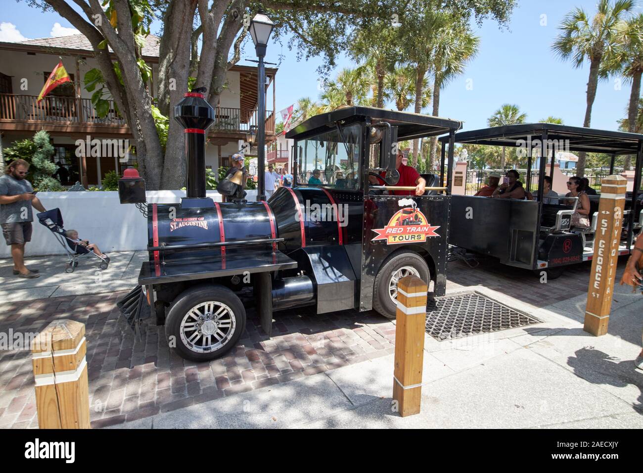 red train tours on the pedestrian streets of st george street downtown ...
