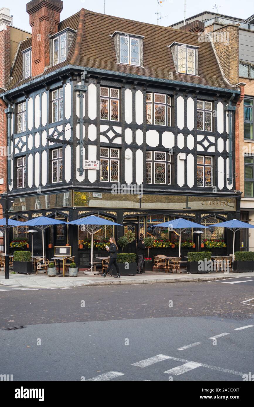 Exterior of Clarette wine bar and restaurant in Blandford St ...