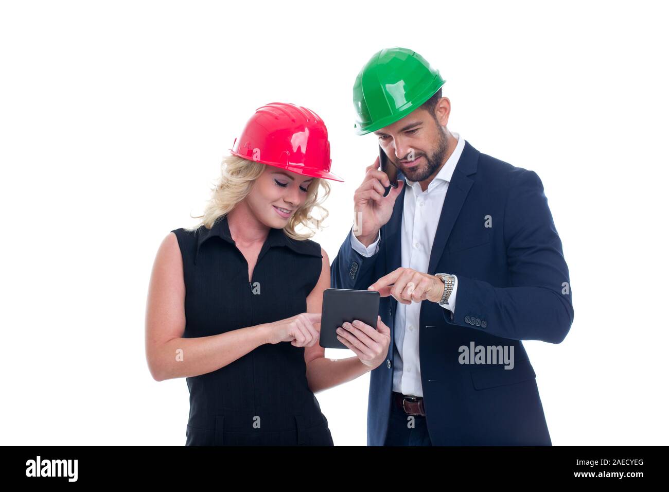 Happy businesspeople showing teamwork Cut Out Stock Images & Pictures ...