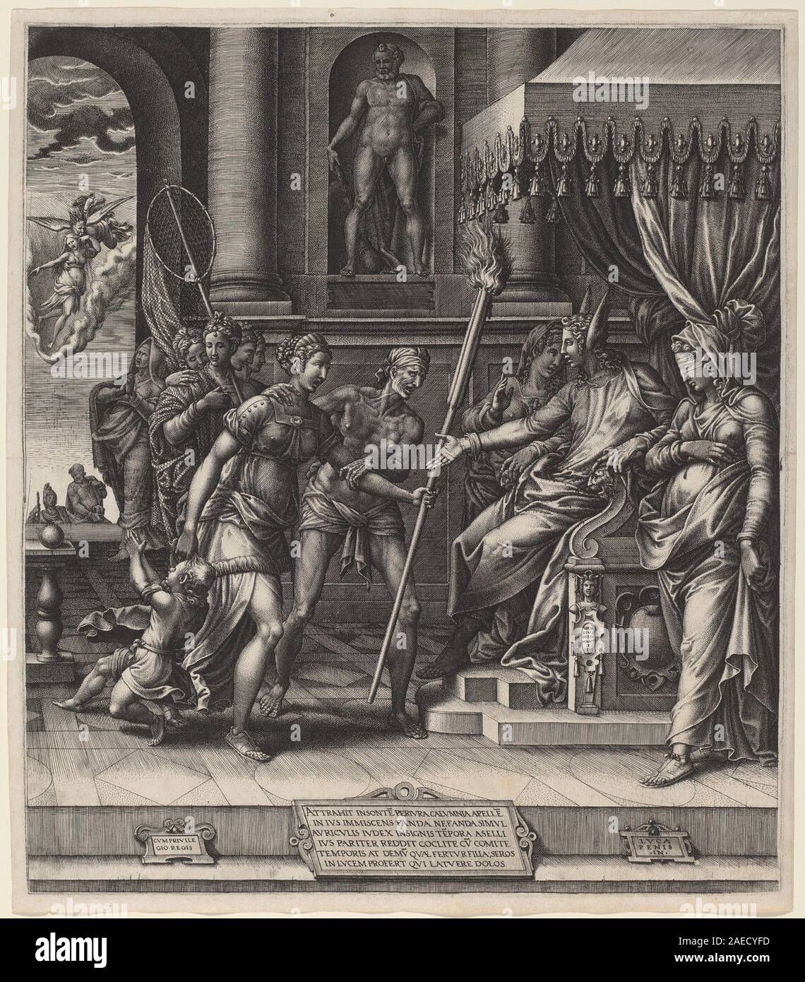 The Calumny of Apelles is a 1560 engraving by Giorgio Ghisi after Luca ...