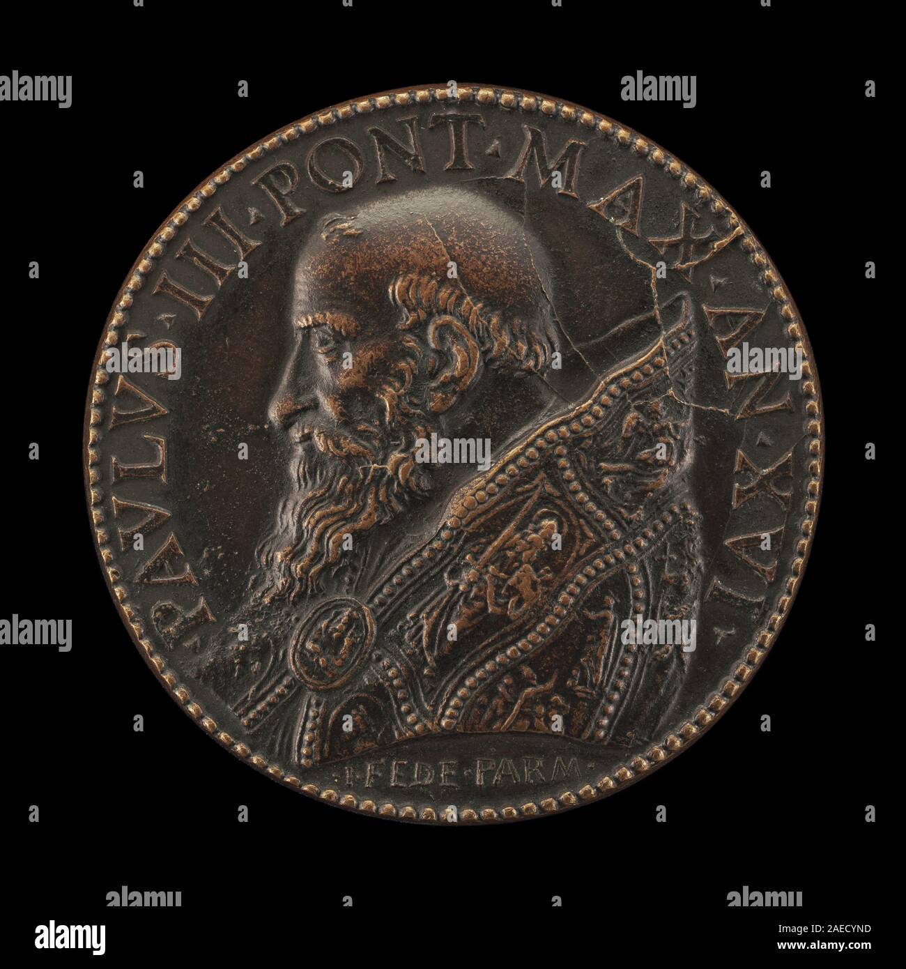 This obverse portrait by Giovan Federico Bonzagni depicts Pope Paul III ...
