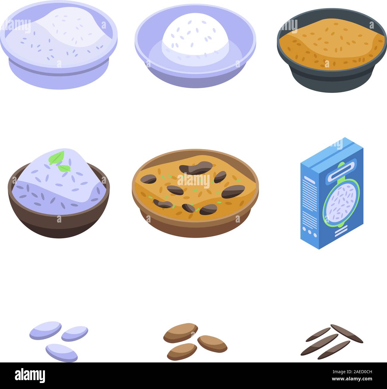 Rice icons set, isometric style Stock Vector Image & Art - Alamy