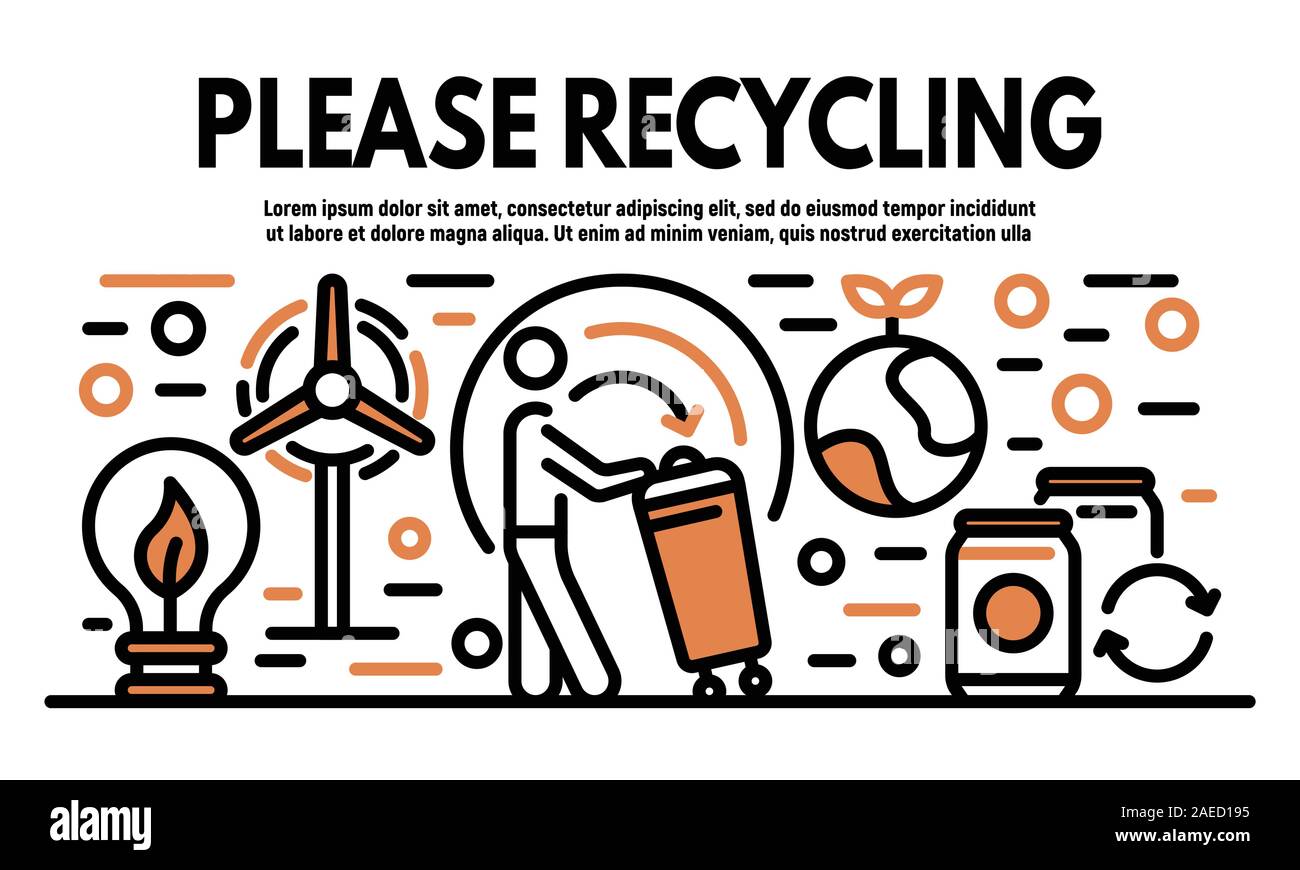 Please recycling banner, outline style Stock Vector Image & Art - Alamy